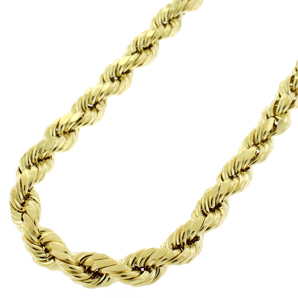 Authentic 14k Yellow Gold 6mm Solid Rope Diamond-Cut Braided Twist Nec ...