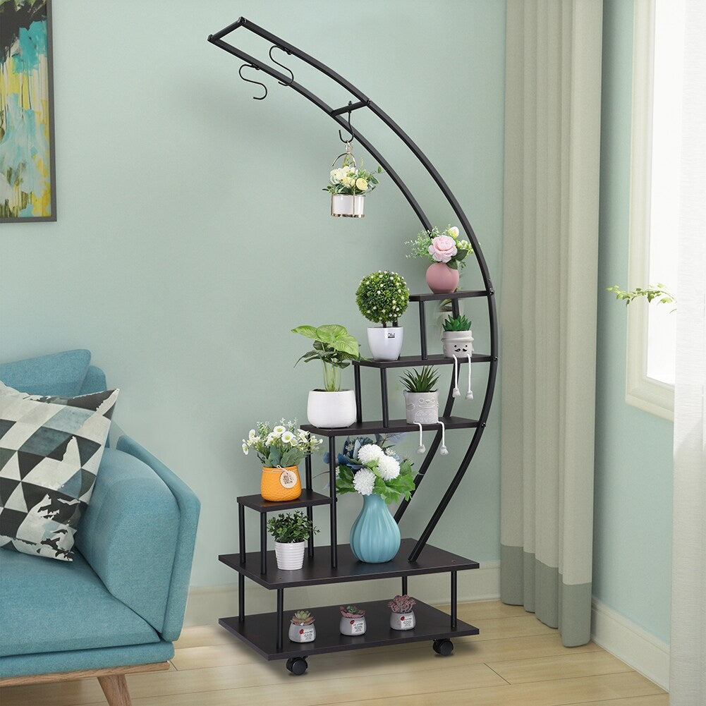 6 Tiers Semicircular Flower Rack Plant Stands with Wheels – Overstock