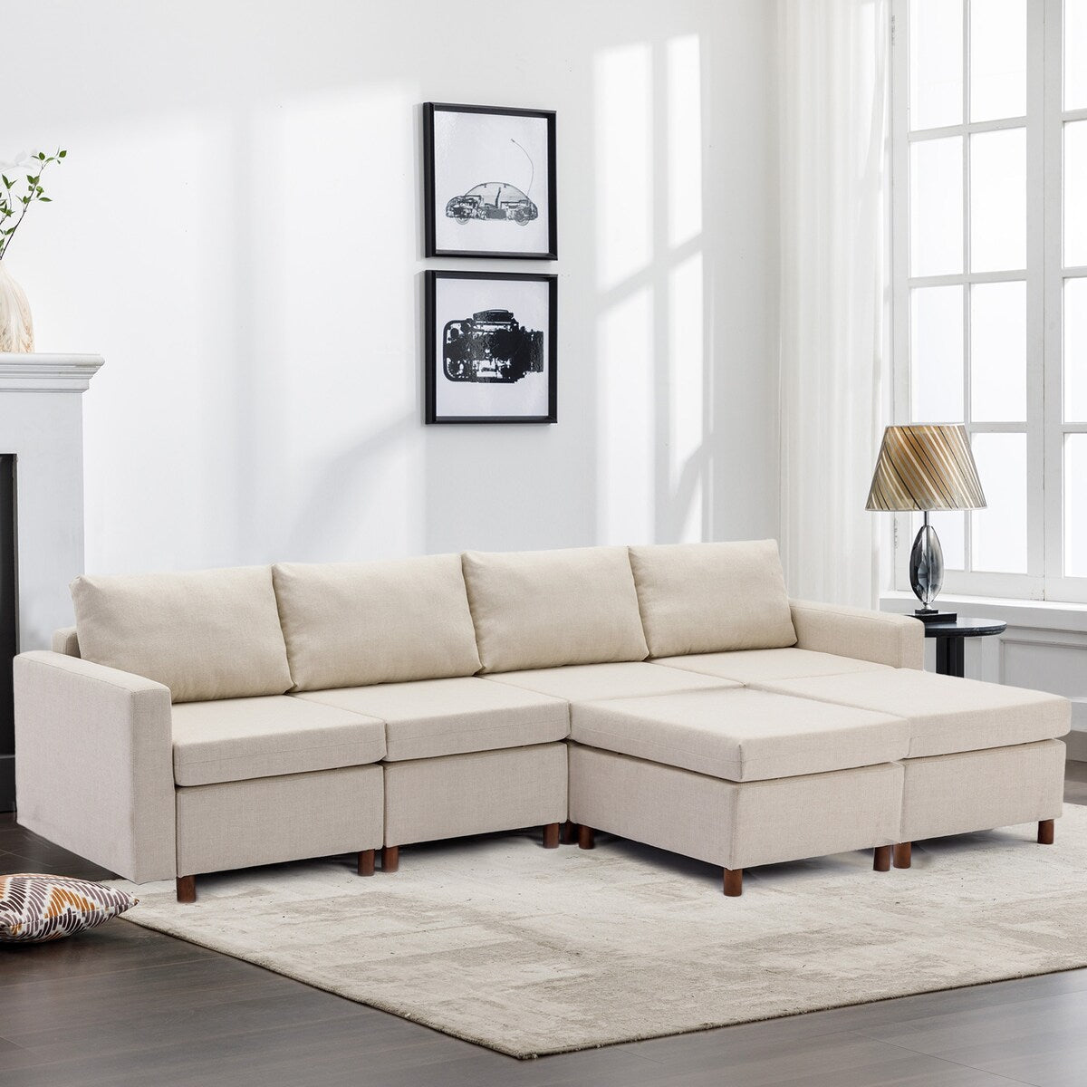 Beige Modern Linen Modular Sectional Sofa Couch Set (4+2 pc) – Overstock