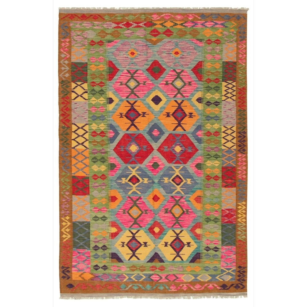 Flat-weave Old Style Multi Color Wool Rug - 6'7 x 9'9 – Overstock