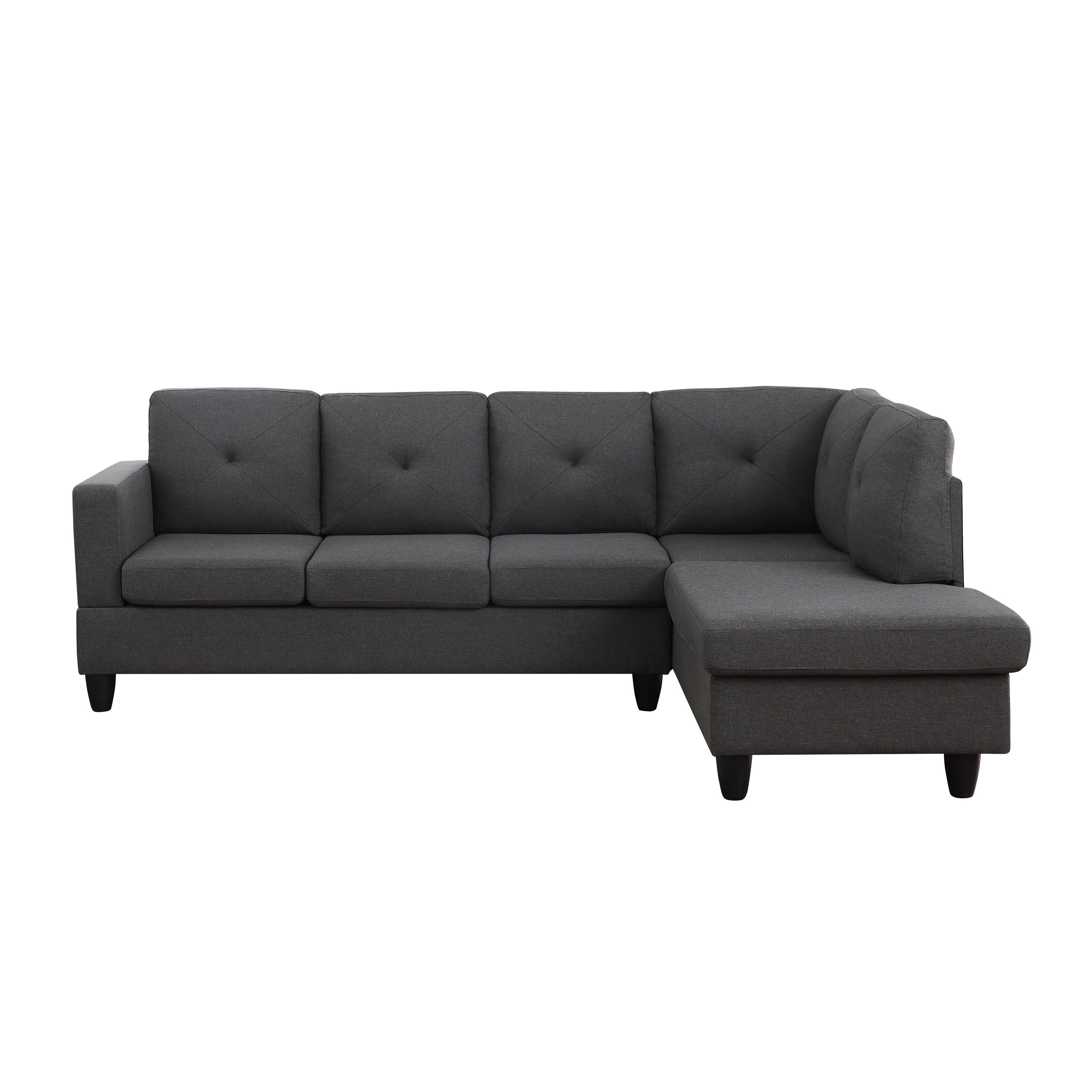 L-Shaped 4-Seat Dark Grey Linen Combination Sofa – Overstock