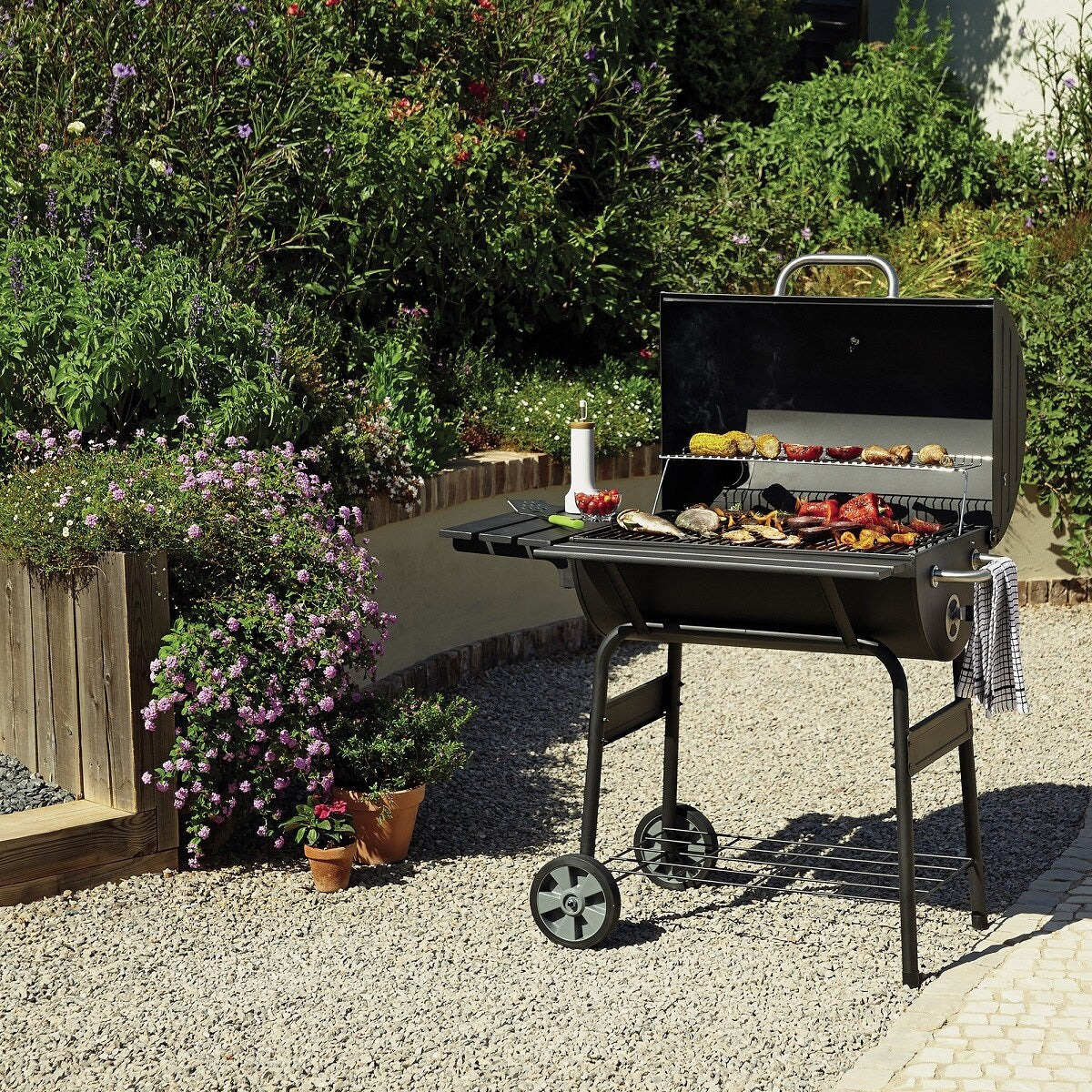 Moda Multi-function Stainless Steel Charcoal 30" Barrel BBQ Grill ...