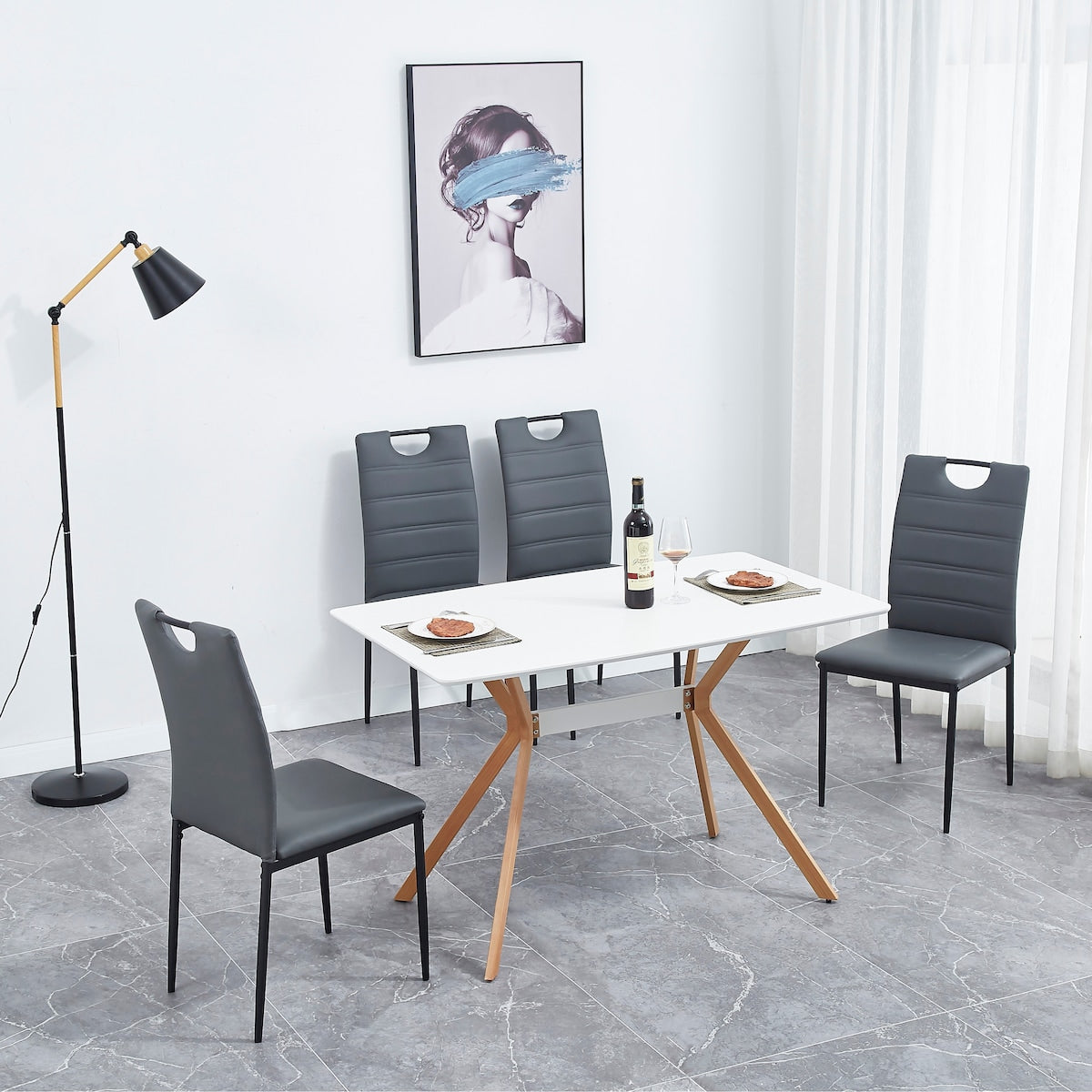 Modern Minimalist Style Dining Table set with 4 chairs – Overstock