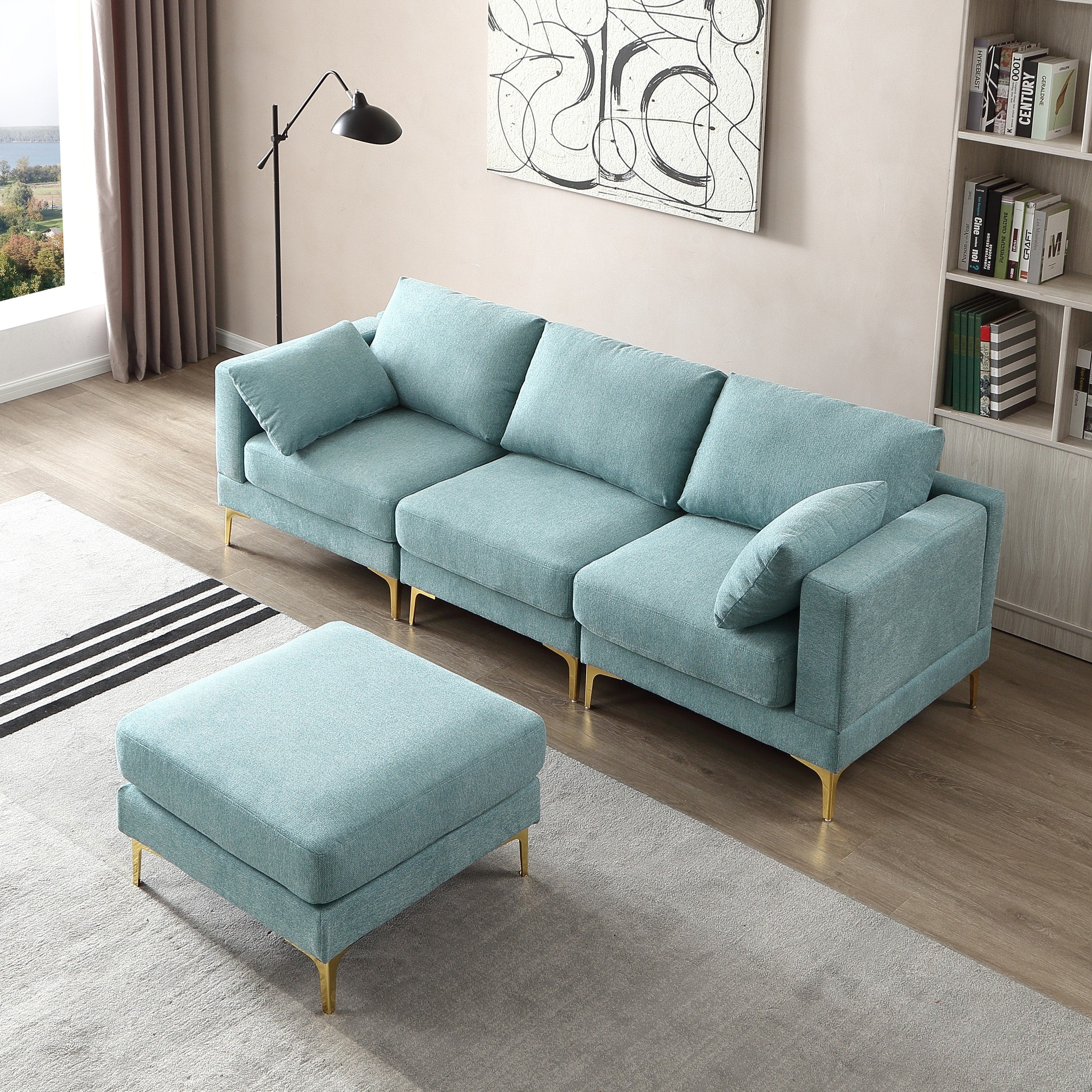 Modern Sectional Sofas Set, Living Room Recliner Couch L-Shaped Sectio ...