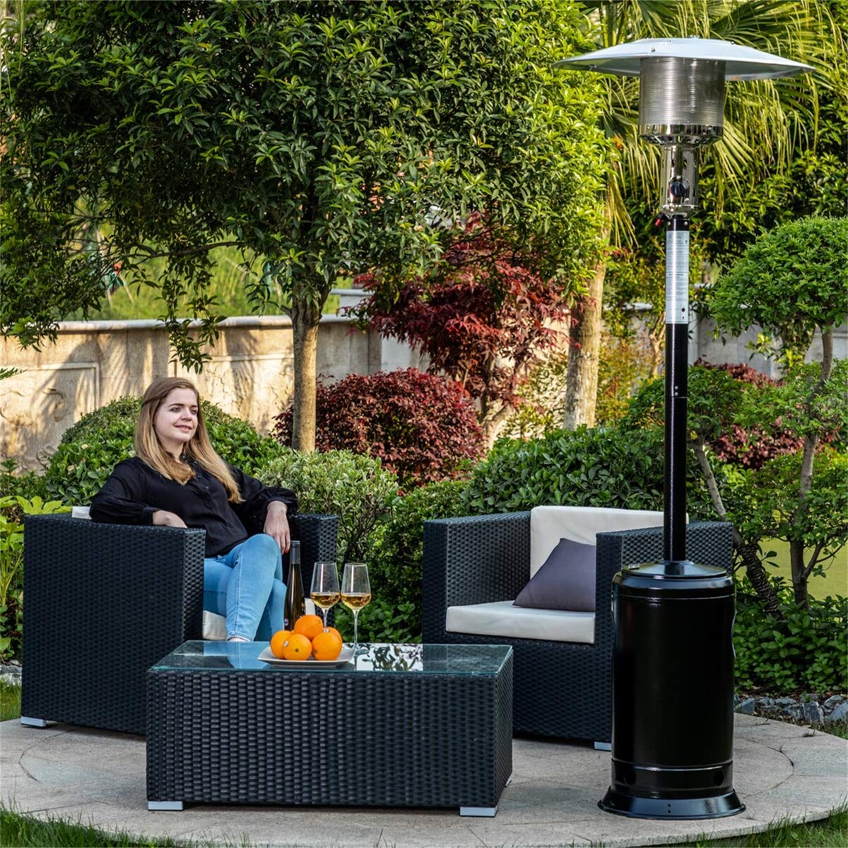 Outdoor Patio Propane Heater with Portable Wheels - 88in x 30in x 30in ...