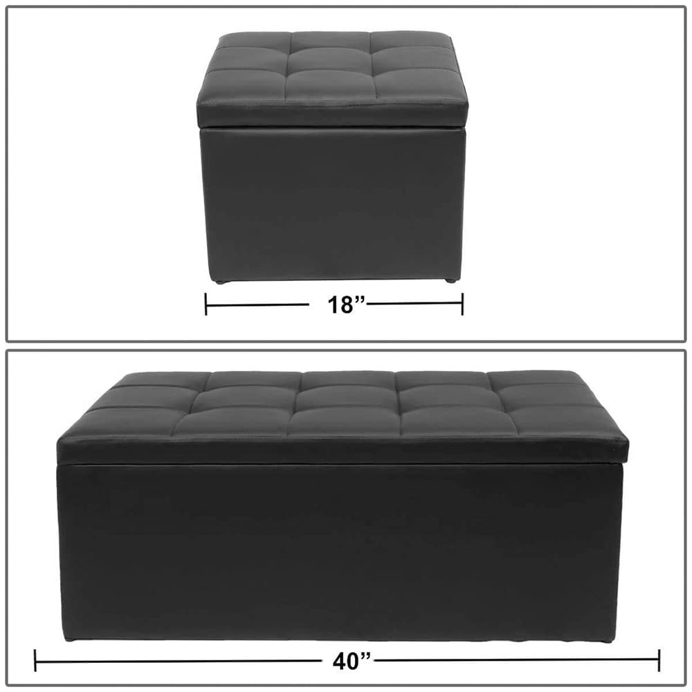 Rectangular Storage Ottoman Tufted Cube Ottomans Set of 3 Black – Overstock