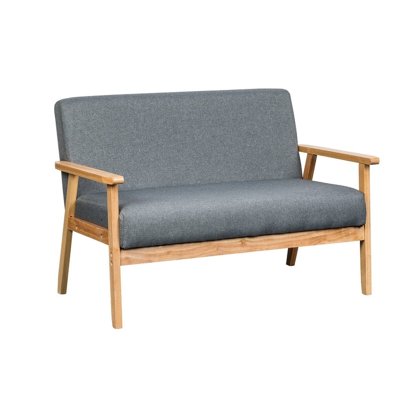 Simple Wooden Lovesofa, Modern 2 Seater Loveseat Couch Solid Wood Fram ...