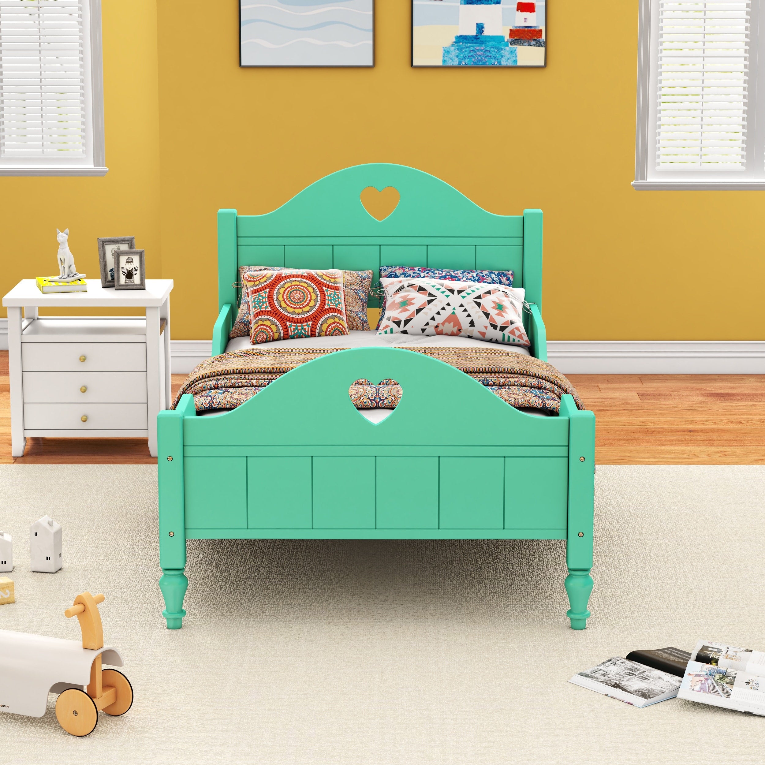 Toddler Bed with Side Safety Rails and Headboard and Footboard – Overstock