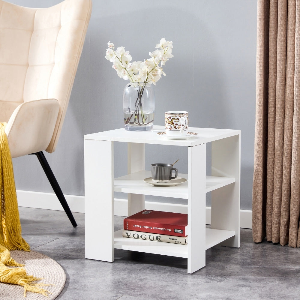 White Square Side Table 3-tier End Table – Overstock