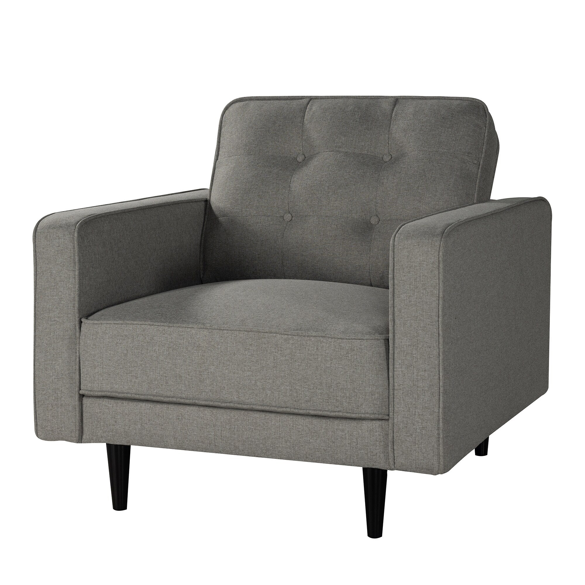 Wide Upholstered Lounge Club Chair, Solid Wood Legs (Grey) – Overstock